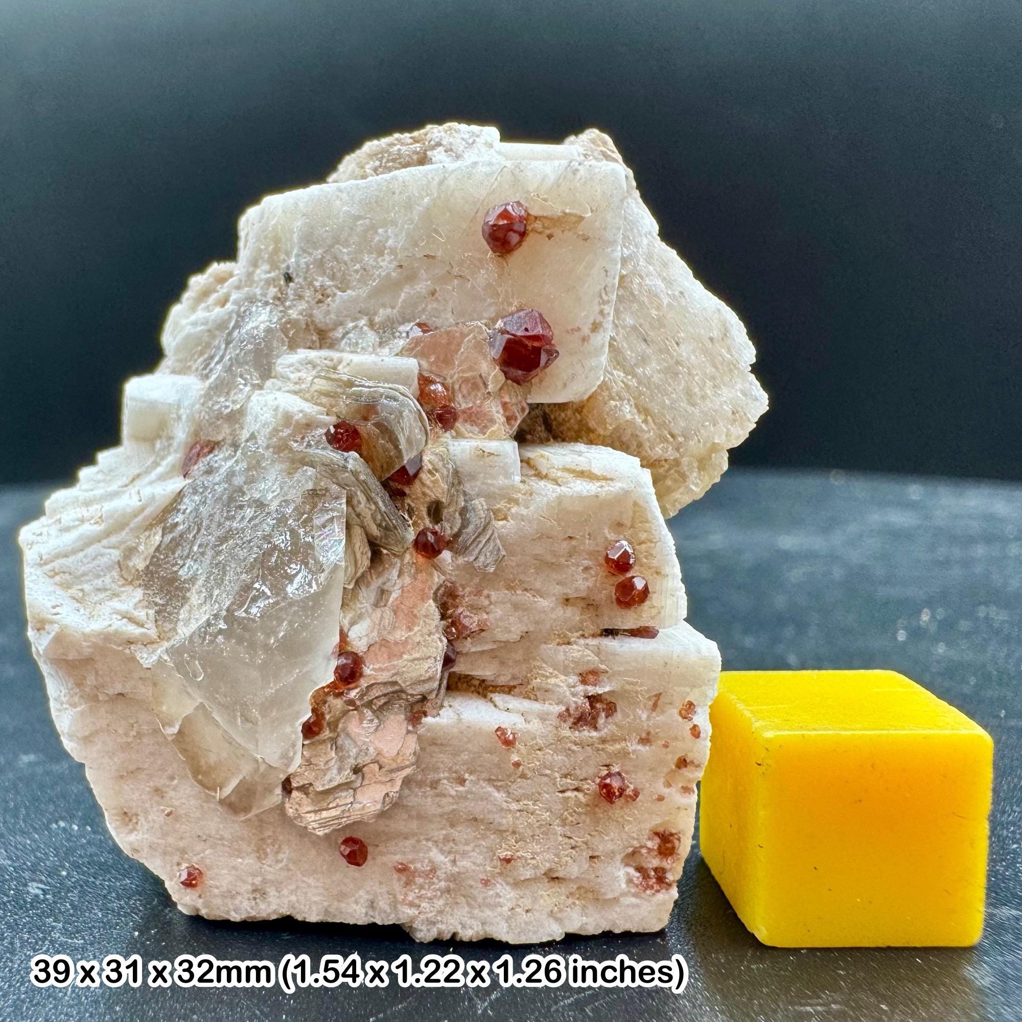 Grade a red garnet on feldspar crystal – genuine specimen, skardu ...